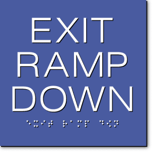 Exit Ramp Down Sign-Blue / White (1 Unit) - Walmart.com