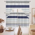 Blue and Swag Curtains Valance and Tier Set, White Stripes Swag ...