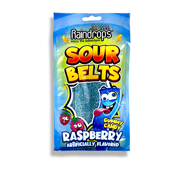 Raindrops Gummy Candy Raspberry Sour Belts, Sour and Delicious, 6-Pack ...