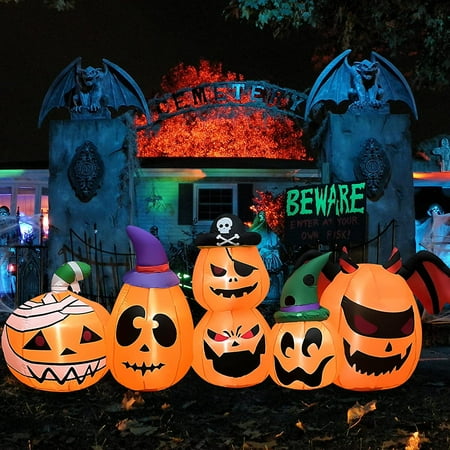 RETRO JUMP 6 Ft Halloween Inflatables Outdoor Pumpkin Ghost Decoration ...