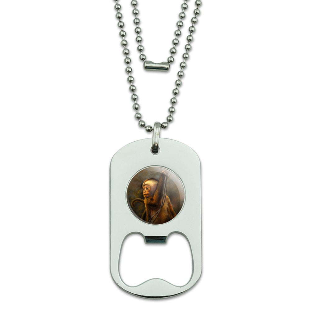 Capuchin Monkey Organ Grinder Military Dog Tag Bottle Opener Pendant ...