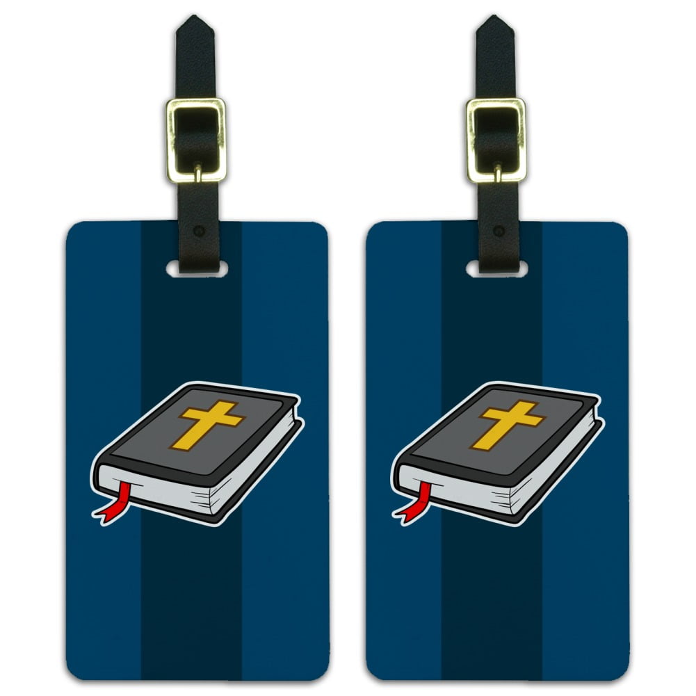 Bible with Cross Christian Religious Luggage ID Tags Suitcase Carry-On ...