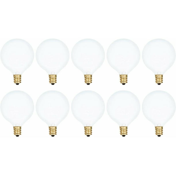 Simba Lighting Decorative Globe G16.5 Round Bulb 25W E12 Candelabra Base Frosted Glass, 10 Pack ...