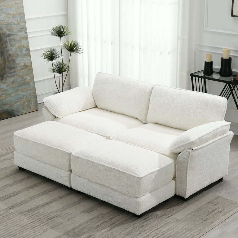 Euroco 81 inch Modular Convertible Sectional Sofa Bed Set Combinational 4 Seat Upholstered Sleeper Corner Couch Deep Seat Loveseat with Removable