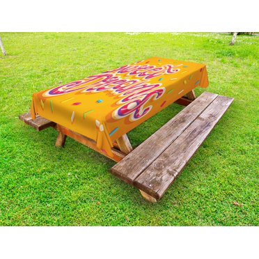 Educational Outdoor Tablecloth, Hand Drawn Colorful 3D Style ABC ...