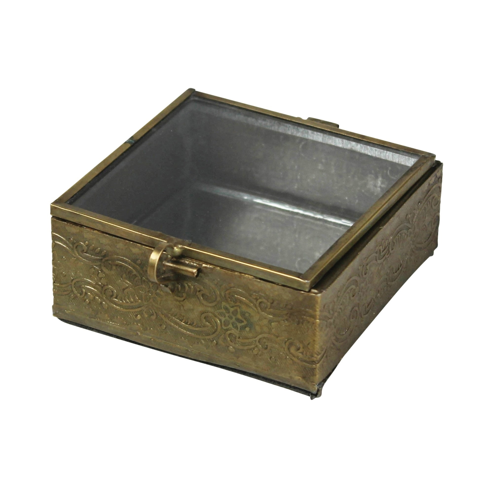 3.5 Inch Square Metal Box with Embossed Details, Bronze - Walmart.com