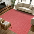 Coral Red 5x7 Area Rugs, Farmhouse Burlap Solid Red Color Modern Linen ...