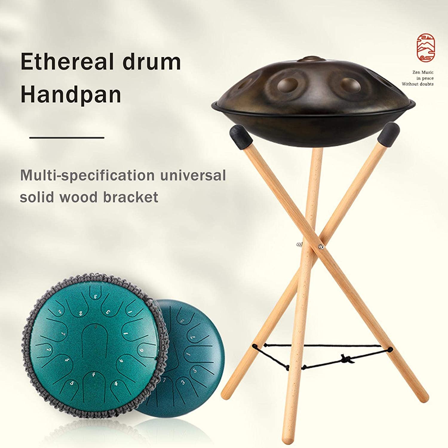Steel Tongue Drum Stand, Adjustable Solid Wood Steel Drum Tripod Base ...
