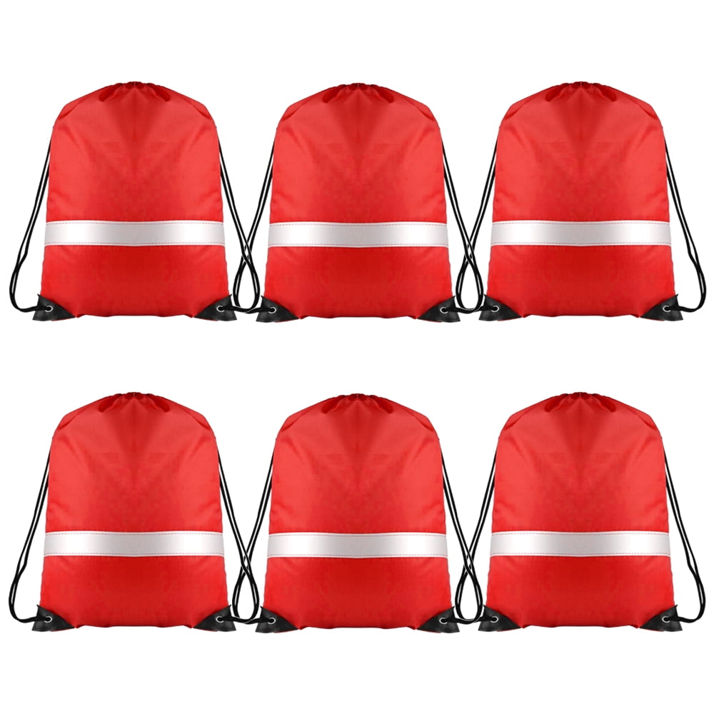 Muka 6Pcs Reflective Drawstring BackPack Gym Sports String Sack Bags ...