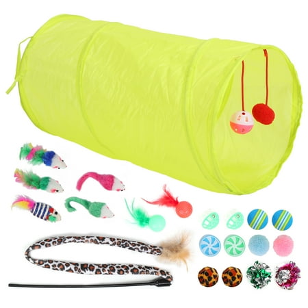 TOPINCN Cat Toy Tunnles,Cat Feather Toy Set,Cat Feather Toy Set ...