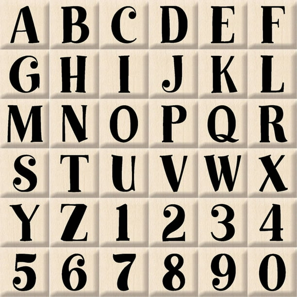 Inkadinkado Mounted Rubber Stamp Bills Alphabet Uppercase Set, 3" x 3 ...