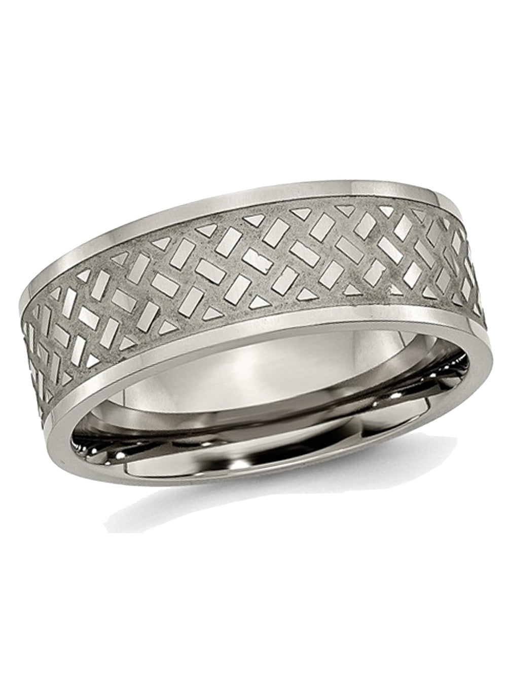 Mens Titanium Weave 8mm Polished Wedding Band Ring - Walmart.com