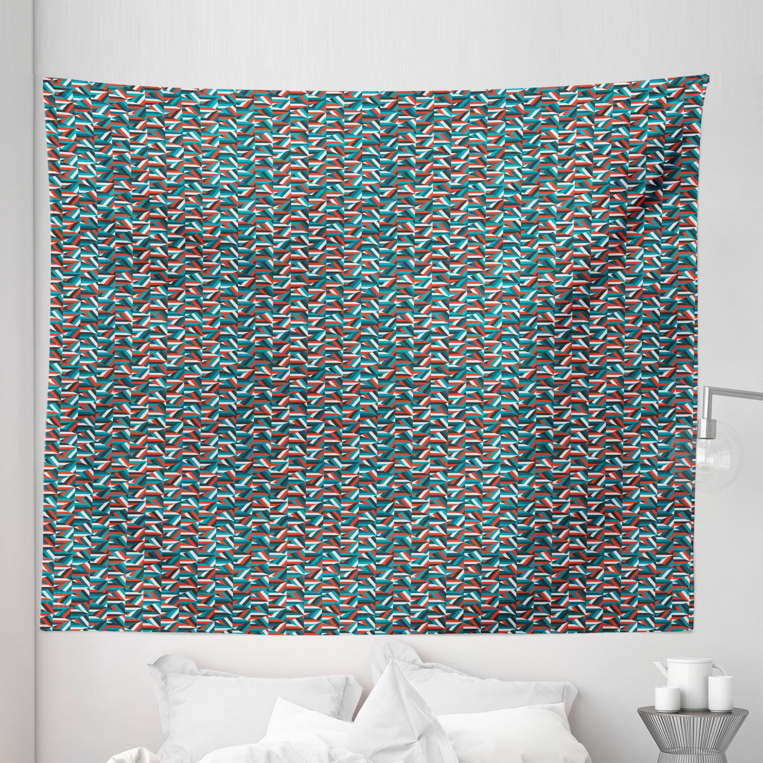 Geometric Tapestry, Random Stripes Triangle Shapes Mosaic Ornament ...