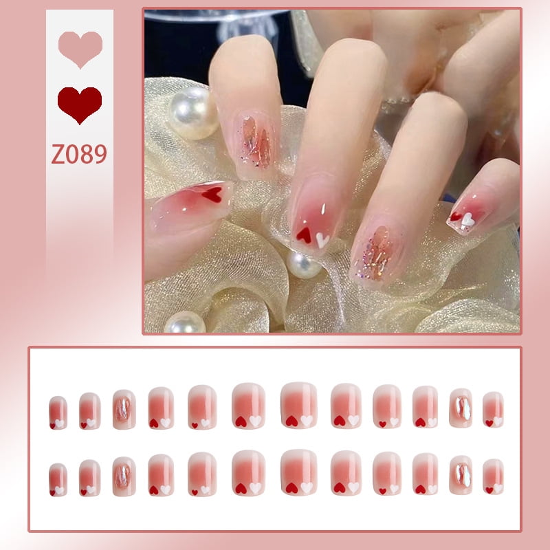 HANRU Press on False Nails Flash Diamond Crystal Medium Fake Nails Kits ...