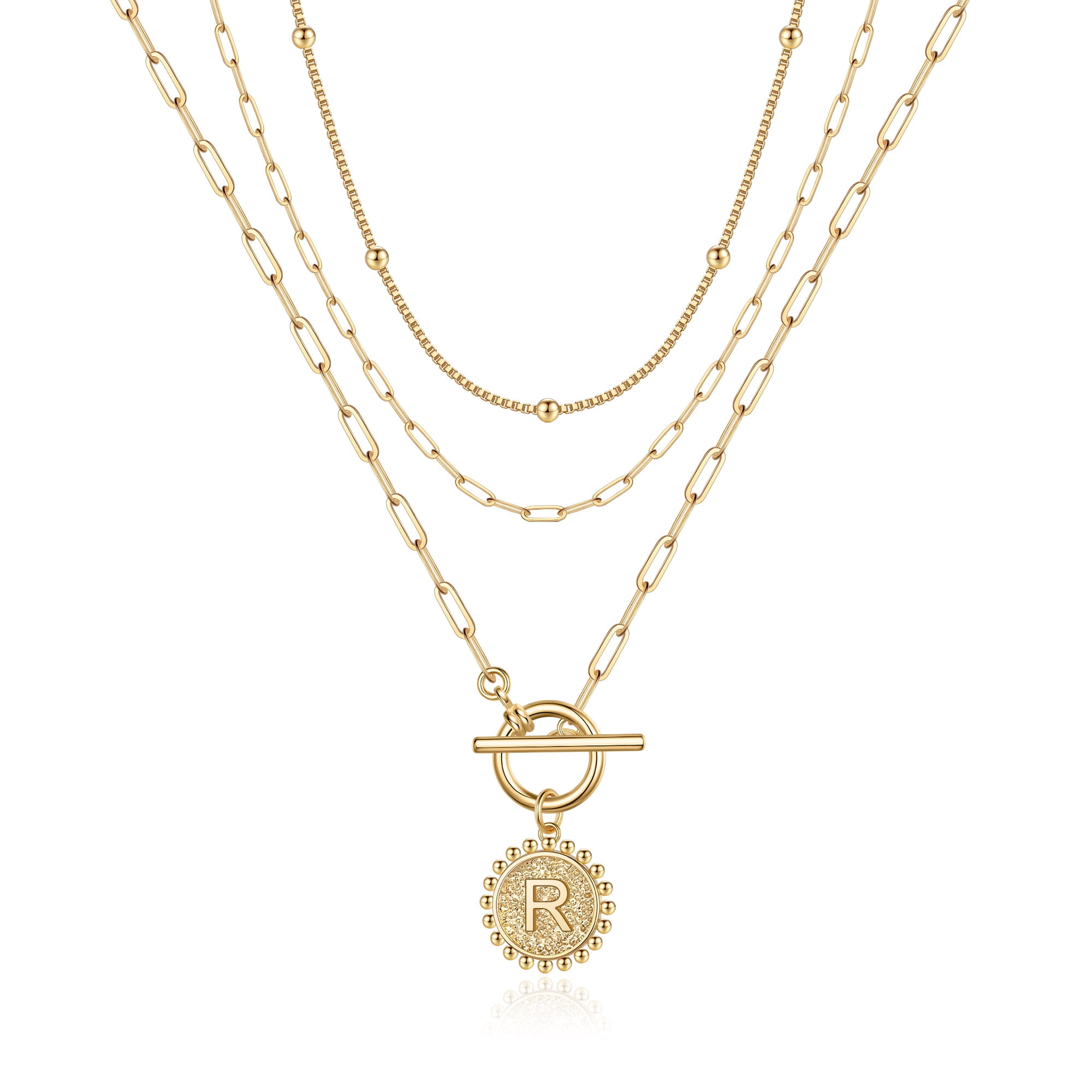 TINGN Layered Gold Initial Necklaces for Women 14K Gold Plated ...