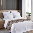 Brown Flower Bed Runner Cal King Size Vintage Blue Color Blocks ...