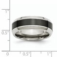 Stainless Steel Base w/Polished Black Ceramic Center Beveled Band ...