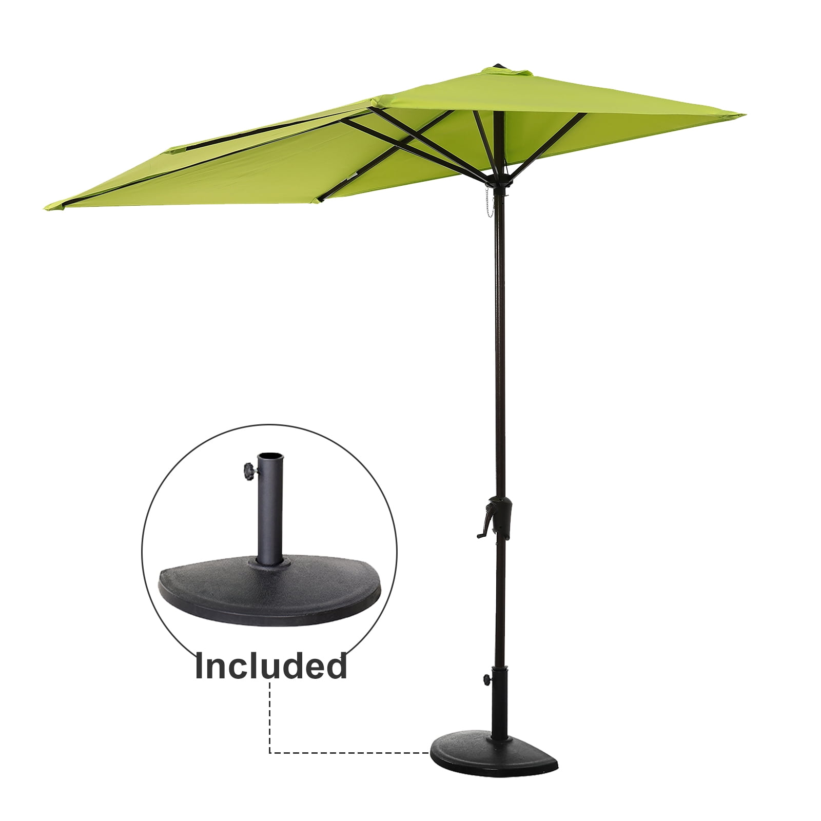 7.5’by 4’ Patio Umbrella with Outdoor Umbrella Base, Half Rectangular ...