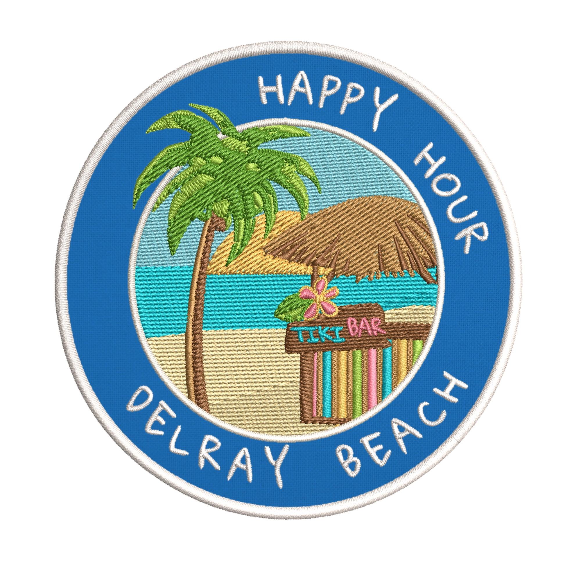 Happy Hour! Delray Beach, Florida 3.5 Inch Iron Or Sew On Embroidered ...