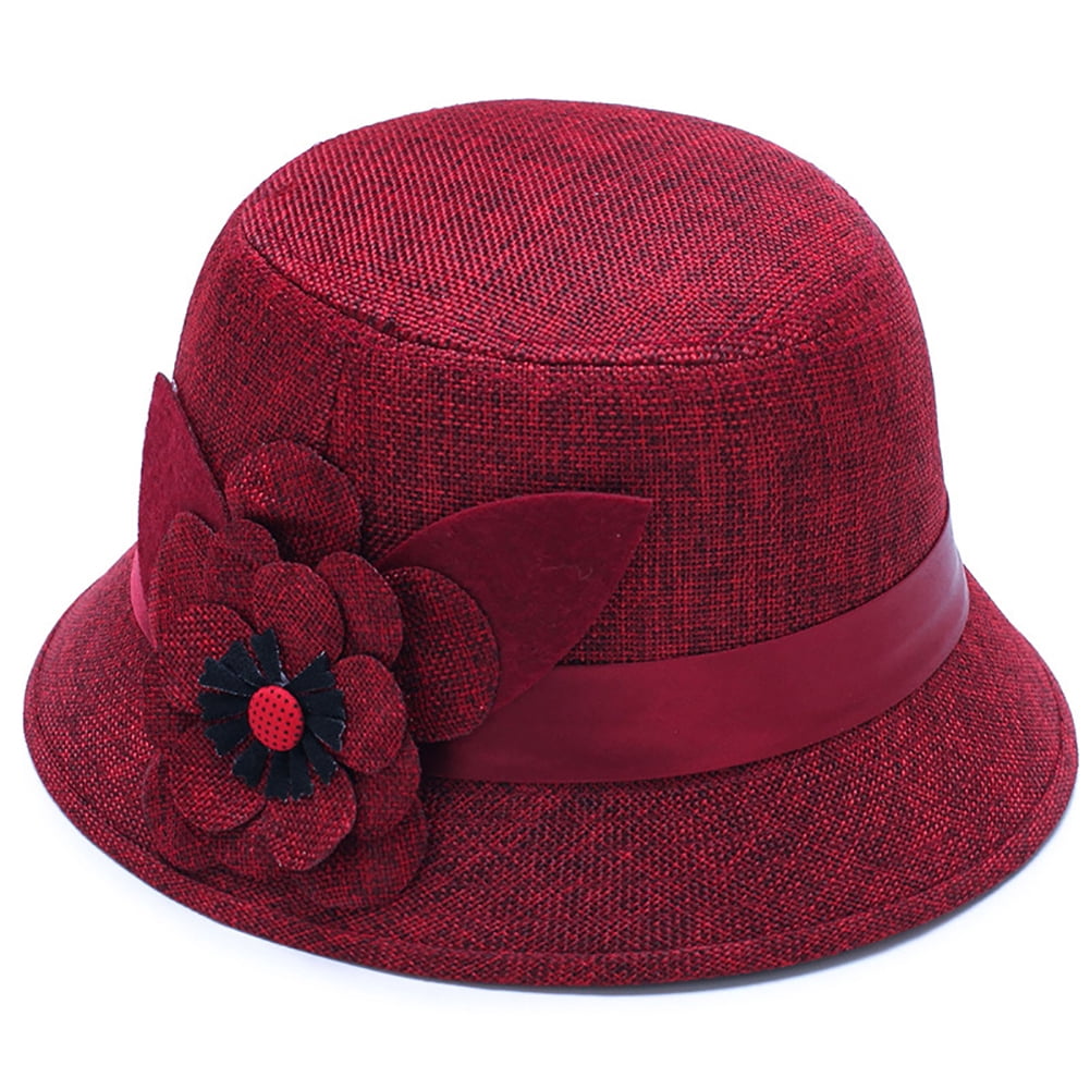 Retro Spring Summer Flower Linen Wide Brim Cocktail Party Travel Ladies ...