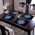 4pcs, Snowflake Mandala in Blue Tones Placemats, Fashion Print Pattern ...