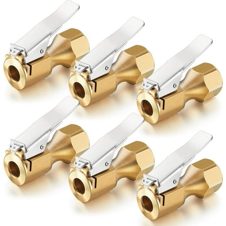 6 Pieces Brass Air Chuck Open Flow Straight Tire Chuck with Clip for ...