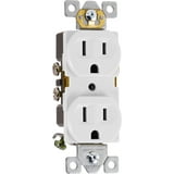 GE Heavy-Duty Grounding Duplex Receptacle Outlet, 15A, White, 125VAC ...