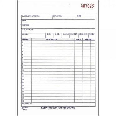 Adams, ABFTC3705, Carbonless 3-part Sales Order Books, 1 Each, White ...