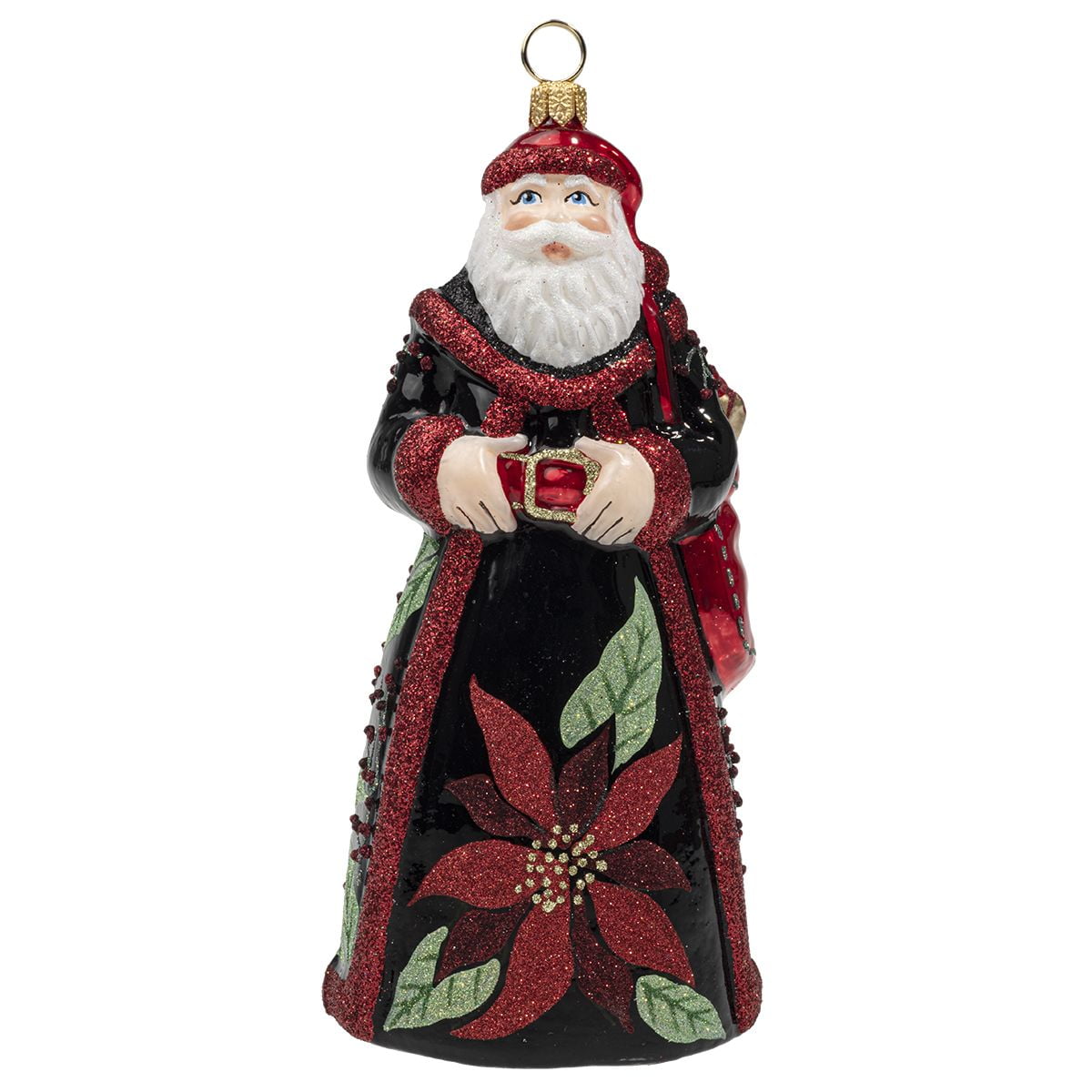 Joy to the World Glitterazzi Poinsettia Santa Polish Glass Christmas ...