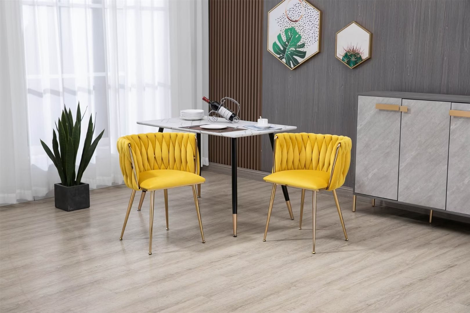 Dining Chairs Set of 2, Leisure Sofa Chairs, Modern Velvet Woven Accent ...