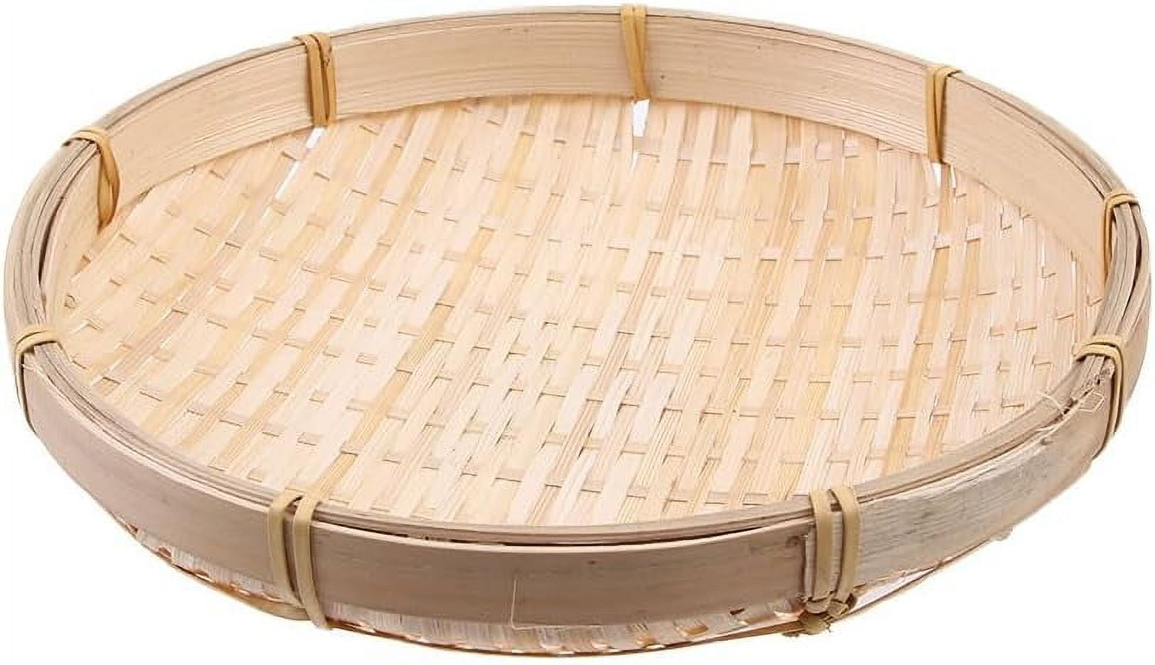 Handmade Wicker Woven Basket,Bamboo Sieve Raft, Round Dustpan ...