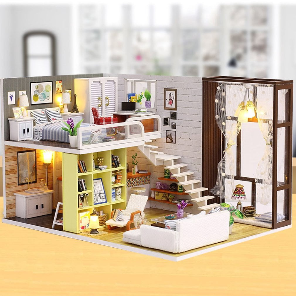 Simple City Room Doll House Miniature DIY 3D Dollhouse Toys With ...