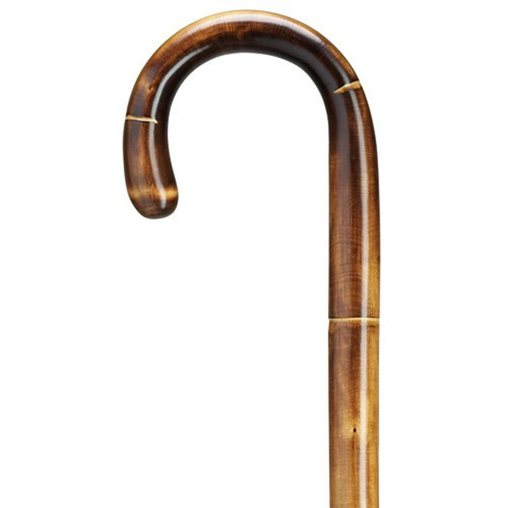 Men Crook Handle Cane Stepped/Scorched Polished Chestnut 42" long Extra ...
