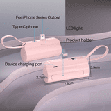 OWNTECH Power Bank Portable Charger for iPhone Android with USB C 5000mAh Compact Waterproof ...