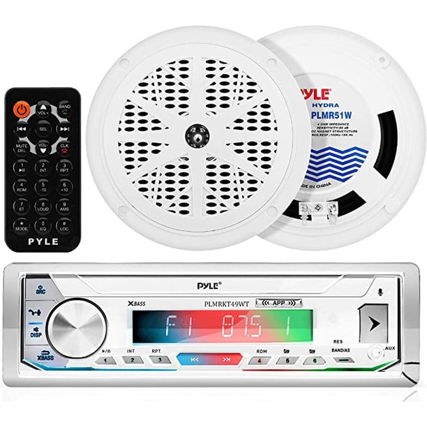 Pyle PLMRKT32WT Marine Receiver Stereo System w/ 5.25 Inch Speakers ...