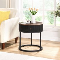 COSIEST 20-inch Round Wooden Side Table, Bedroom Furniture, 3-Drawer ...