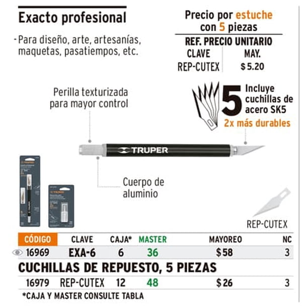 Exacto profesional, 6' Truper Exacto profesional, 6' | Bodega Aurrera ...