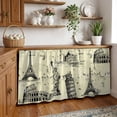 Beige City Cabinet Curtains 32" W x 55" L Modern Black Architecture ...