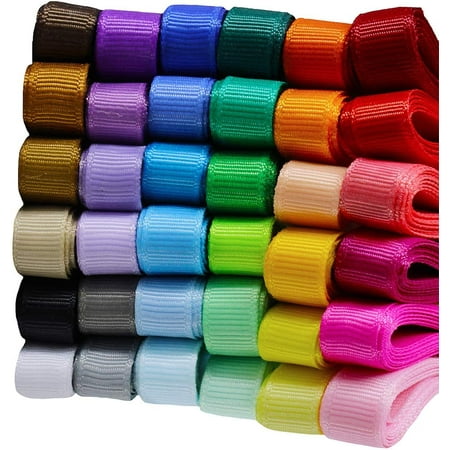 36 Rolls 36 Color 72 Yard 3/8" Wide Solid Grosgrain Ribbons Bulk ...