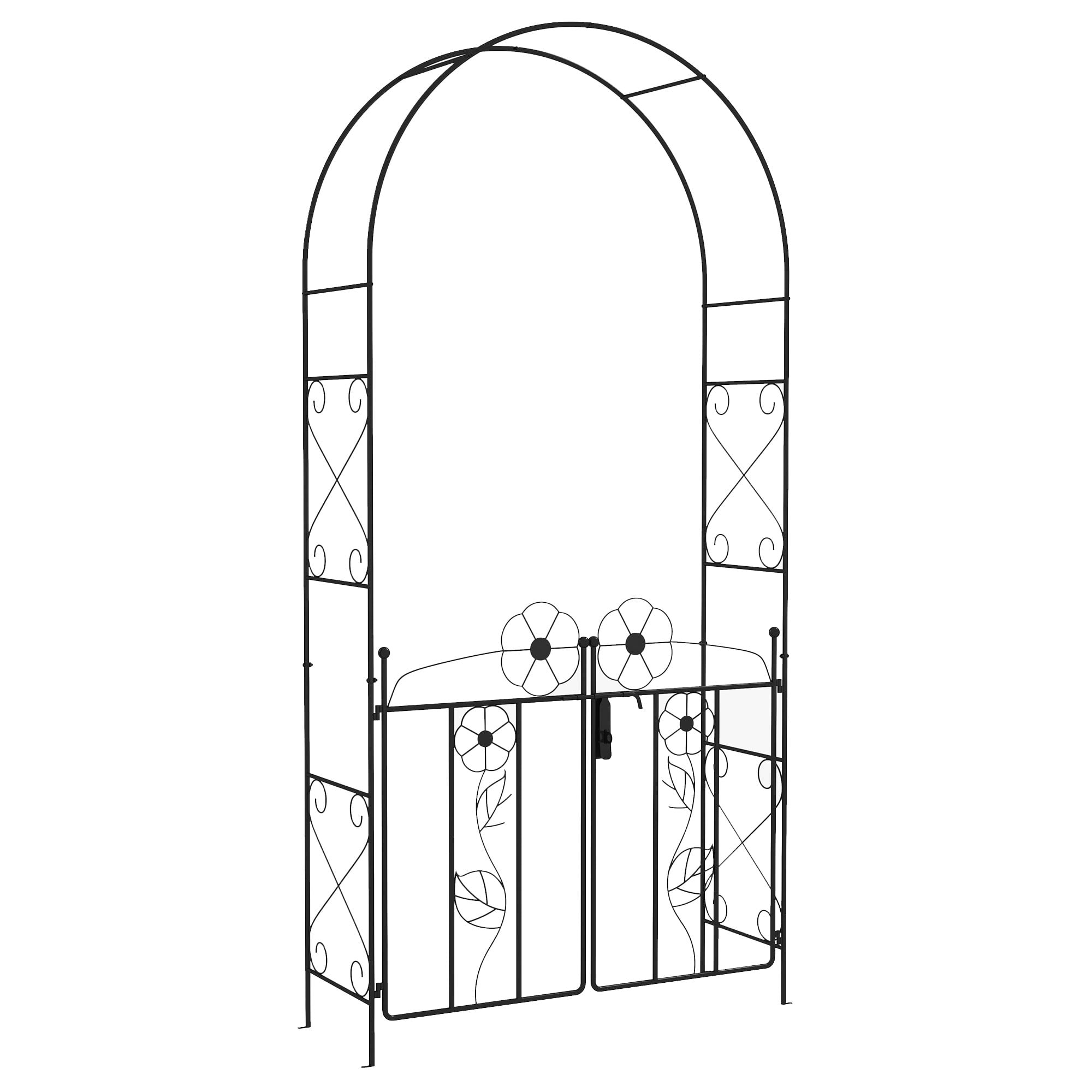 Click here for Outsunny Metal Garden Arch W/ Gate Garden Arbor Tr... prices