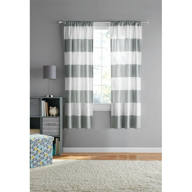 Mainstays Cabana Stripe 84" Rod Pocket Window Panel Pair - Walmart.ca