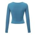 Made By Johnny Womens Deep V Neck Long Sleeve Cross Wrap Fitted Crop