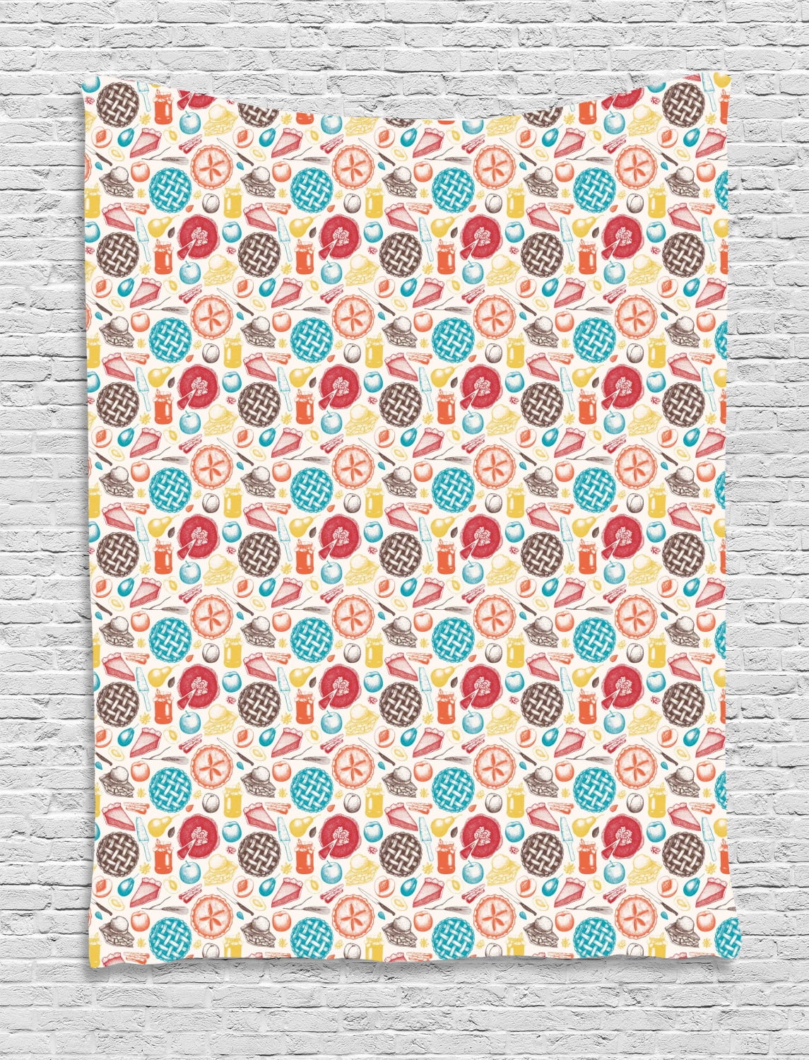 Cooking Tapestry, Colorful Baking Objects and Fruits Theme with Apple ...