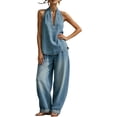 Women's Fashion Halter Denim Sets, Cozy Minimalist Two-Piece Denim Set ...