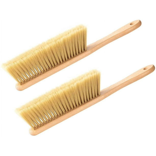 Hand Broom Cleaning Brushes with Wooden Handle-Soft Bristles Dusting ...