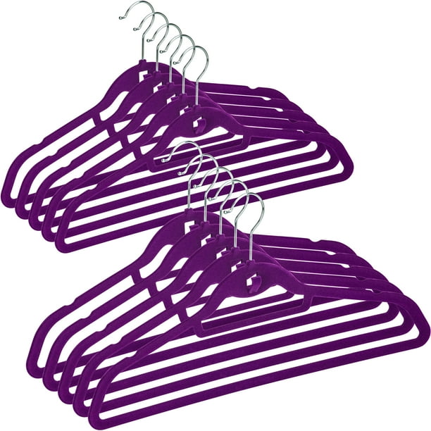 DecorRack Non Slip Velvet Clothing Hangers, 10 Pack, Purple - Walmart.com