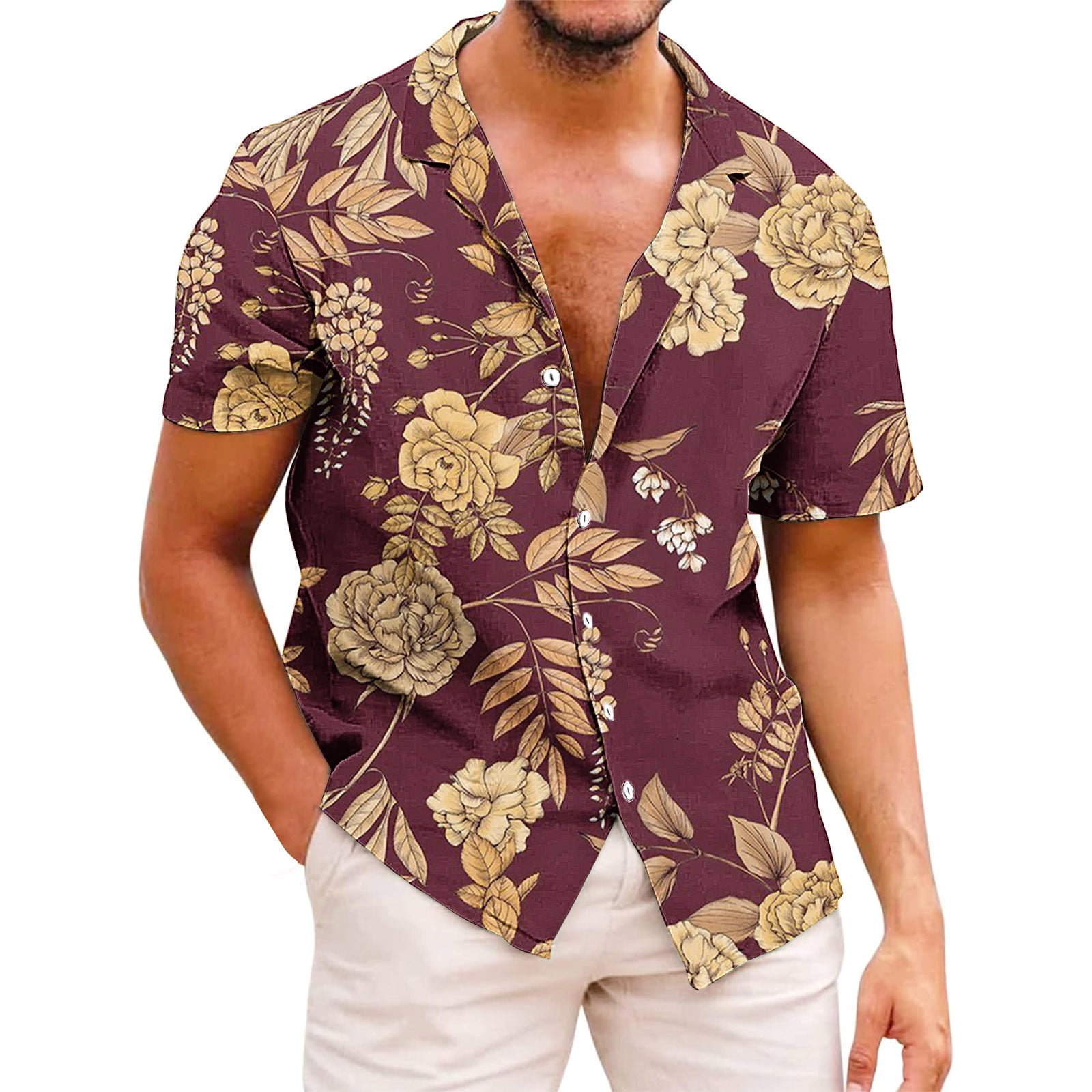 Click here for Lcziwo Floral Button Down Shirts For Men mens Hawa... prices