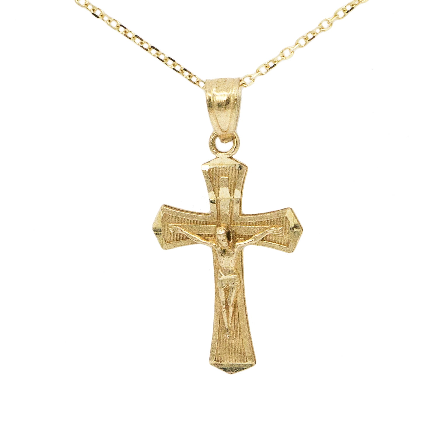 10k Yellow Gold Cross Pendant with 18" Chain - Walmart.com