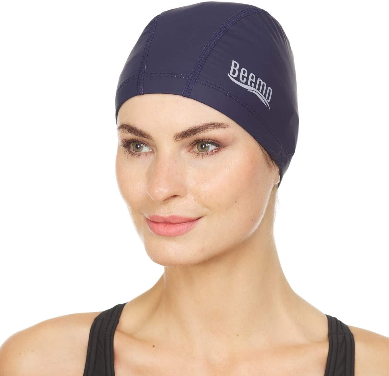 Beemo Latex Lycra Swim Cap for Long or Short Hair - Stretchable Head ...