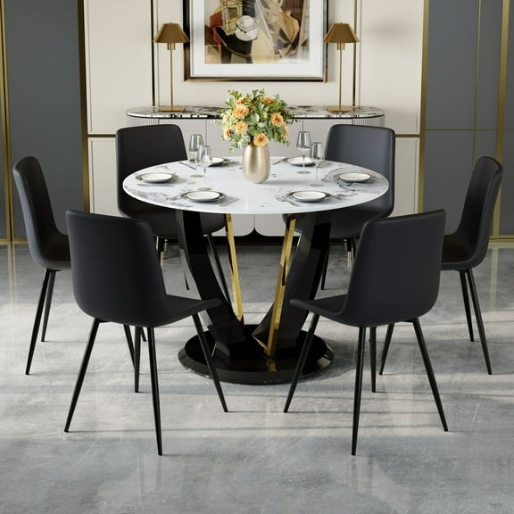Dining Table Set for 8，Sudica 71" Faux Marble White Rectangular Dining ...